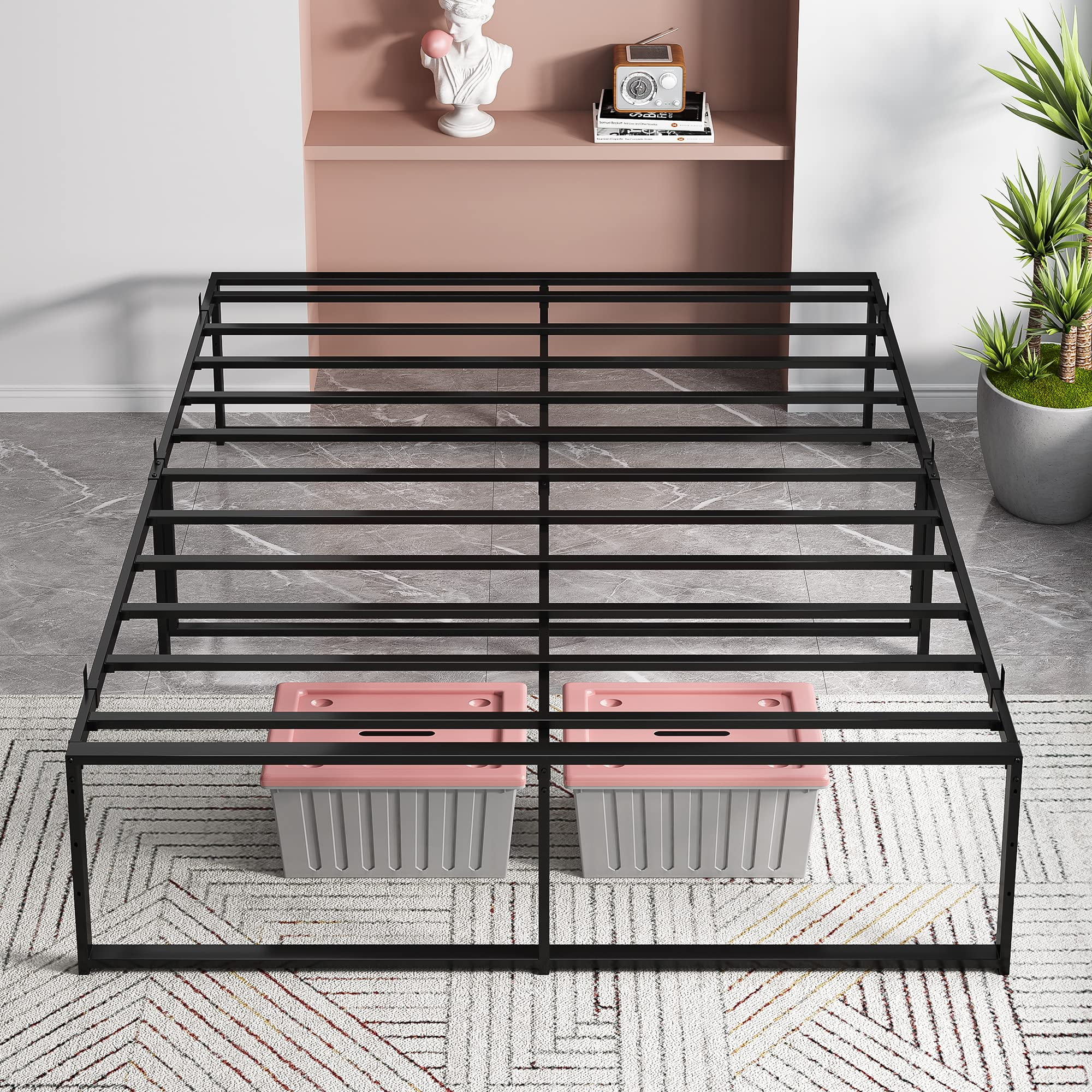 Metal Platform Bed Frame with Sturdy Steel Bed Slats,Mattress ...