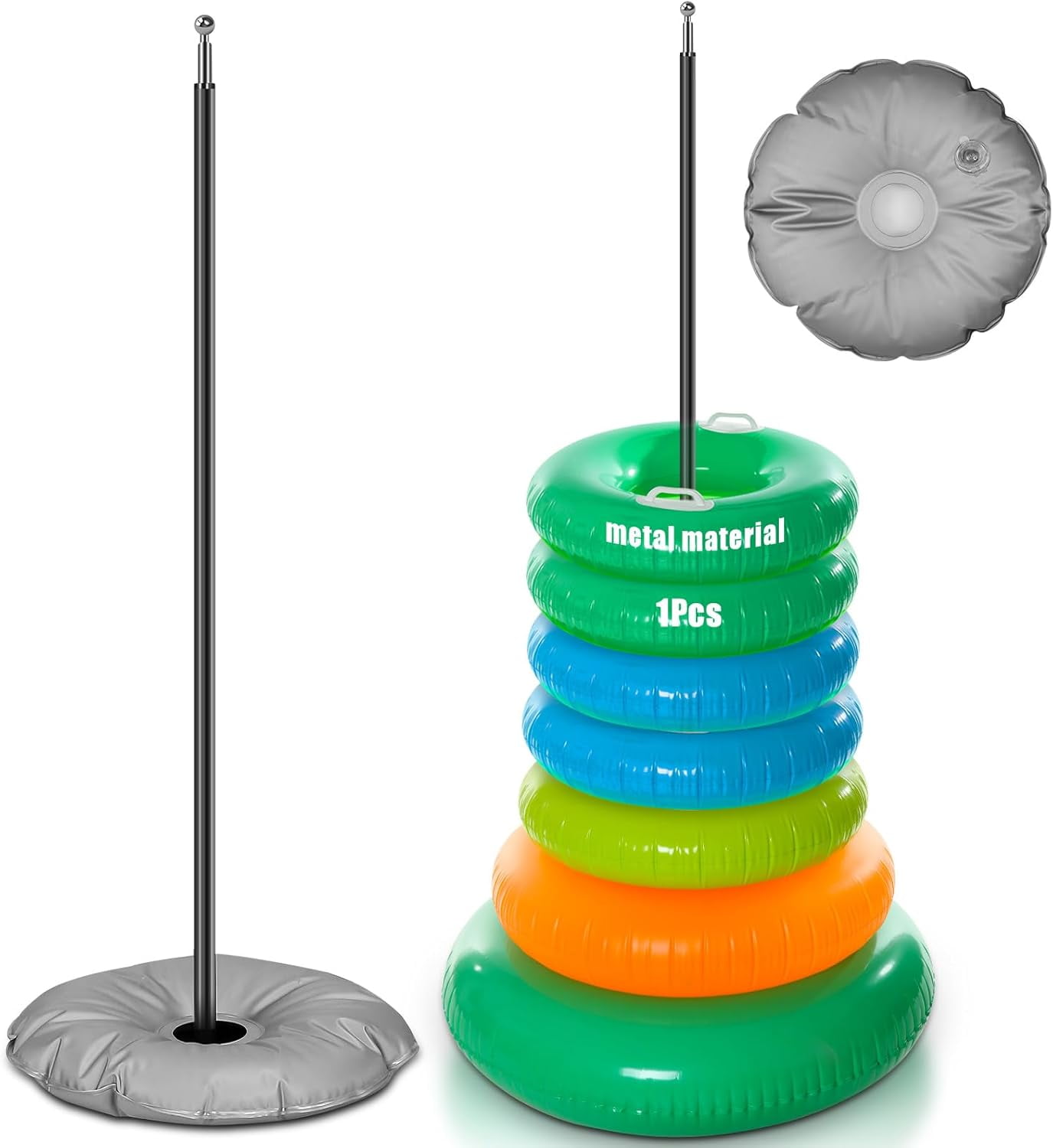 Metal Pool Float Storage Rack with Water Weight Bag Pool Float Towel ...