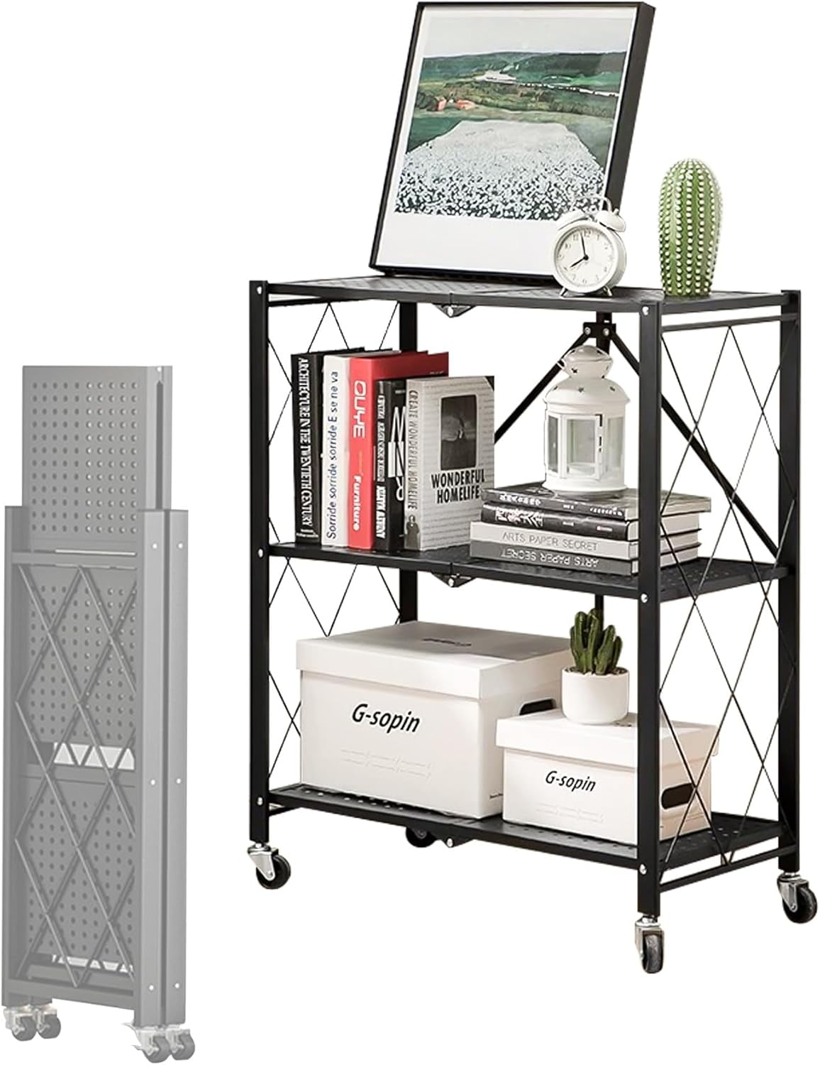 Metal Portable Shelving - Foldable, Wheeled & Lockable - Tool Free ...