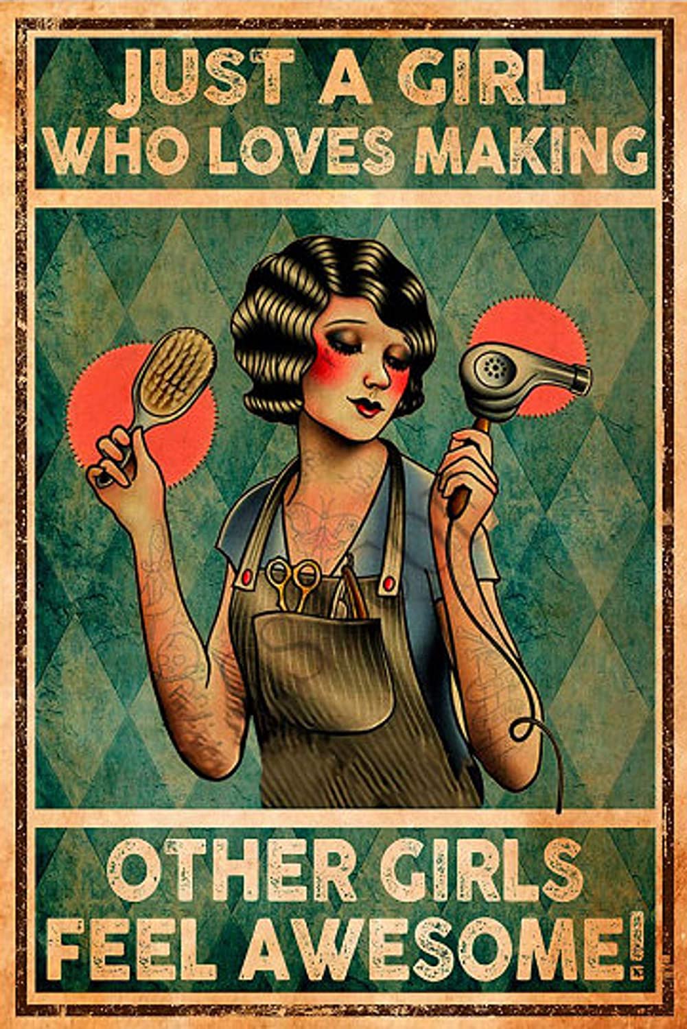 Metal Poster Anime Hairstylist Gift Salon Decor Print Hairdressing ...