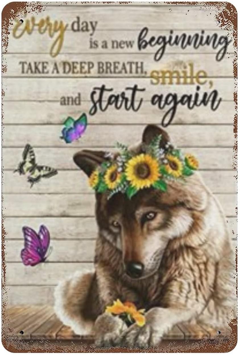 Metal Poster Plaque Dogs and Butterflies Every Day Is a New Beginning ...