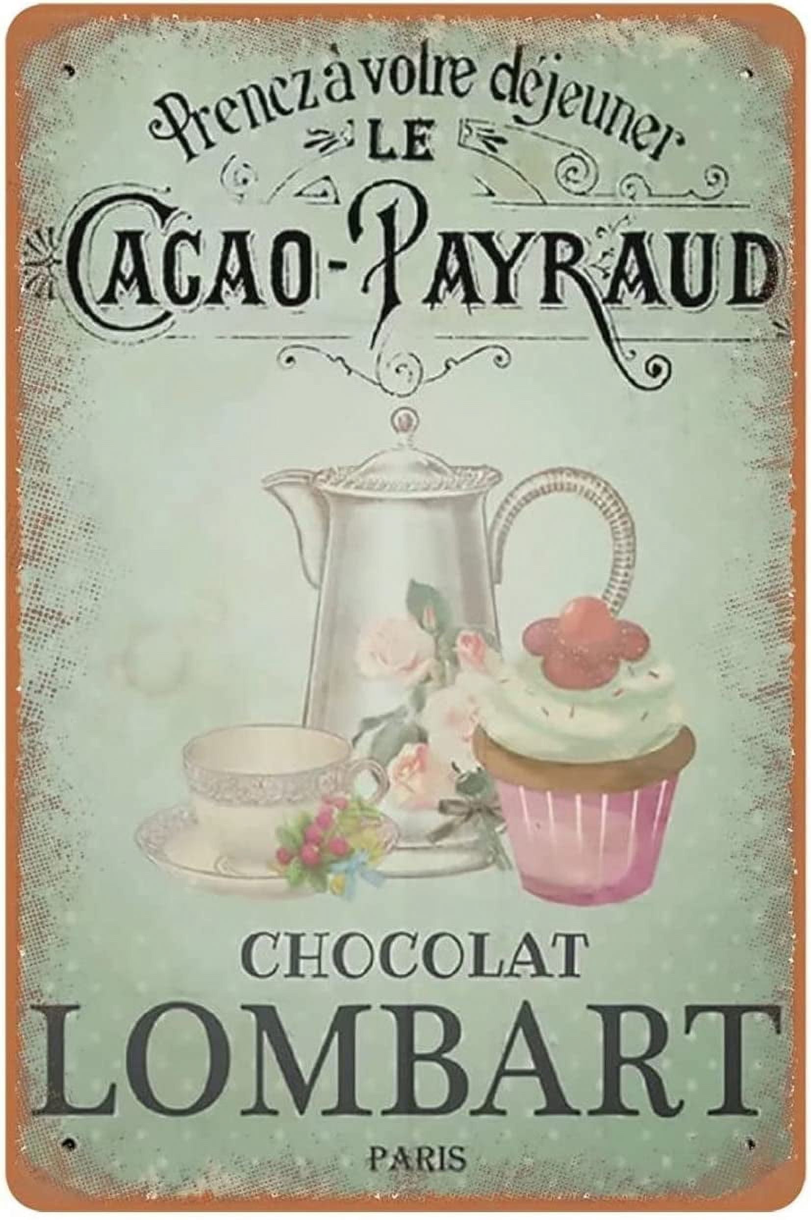 Metal Poster Plaque French Vintage Pastry Wall Art Tea & Cake - Kitchen ...
