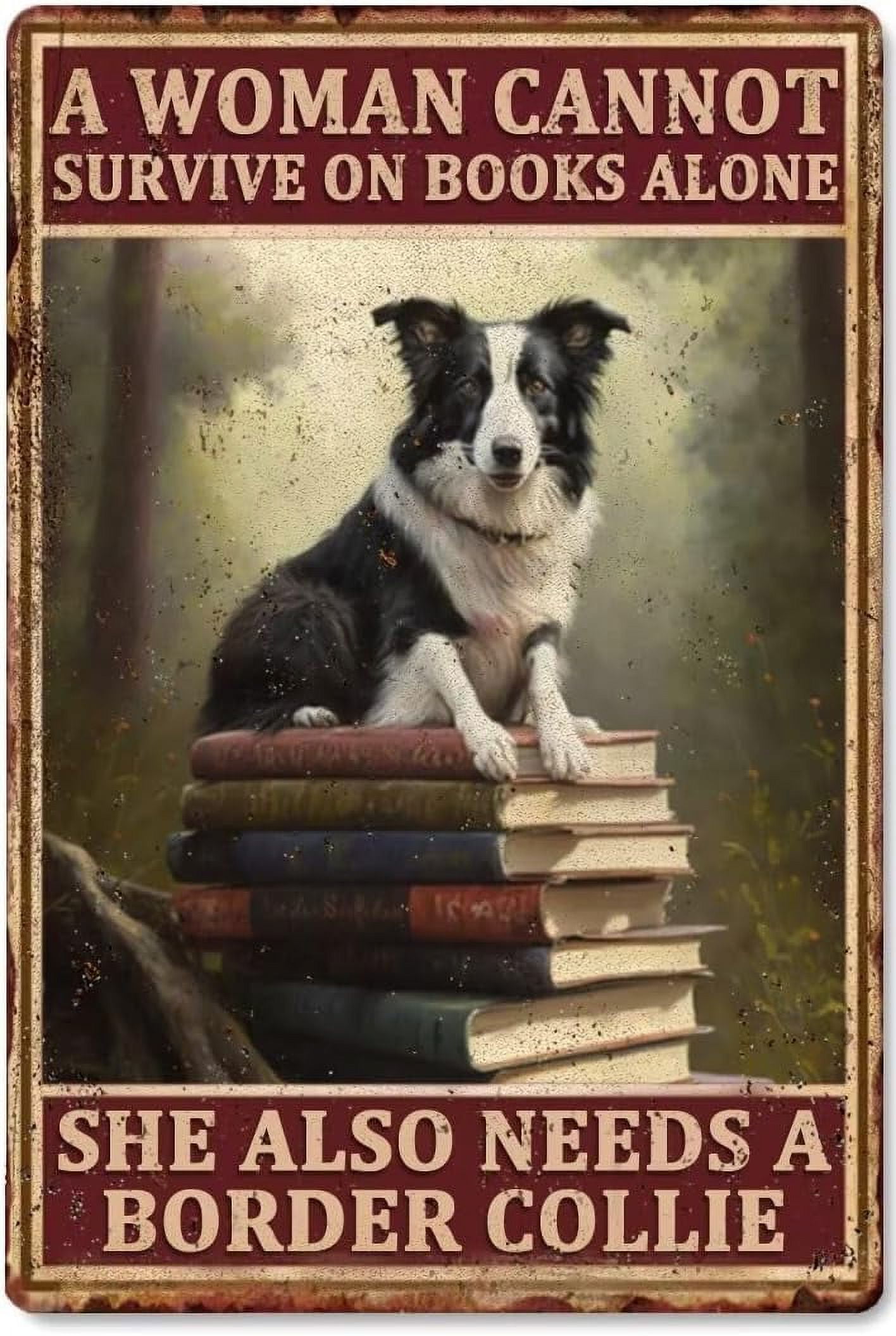 Metal Posters for Room Wall Decor - Border Collie Reading Metal Tin ...