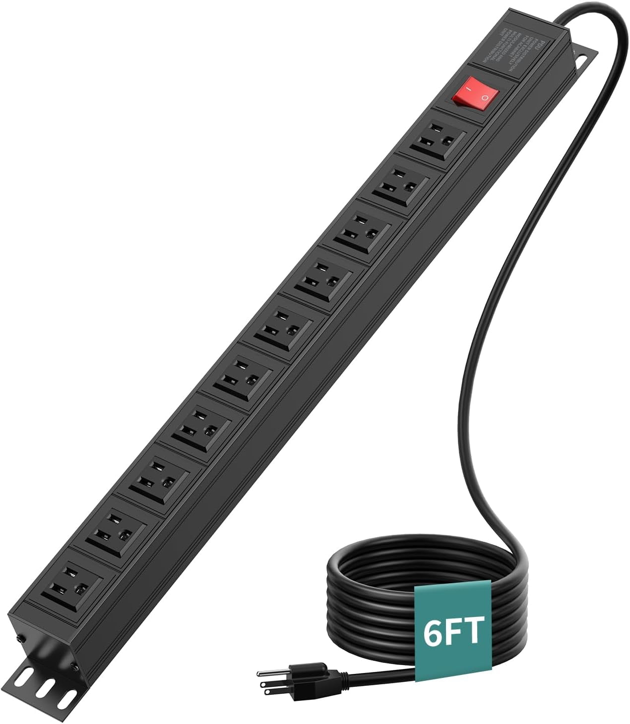Metal Power Strip 10 Outlet, Heavy Duty Long Power Strip Surge ...