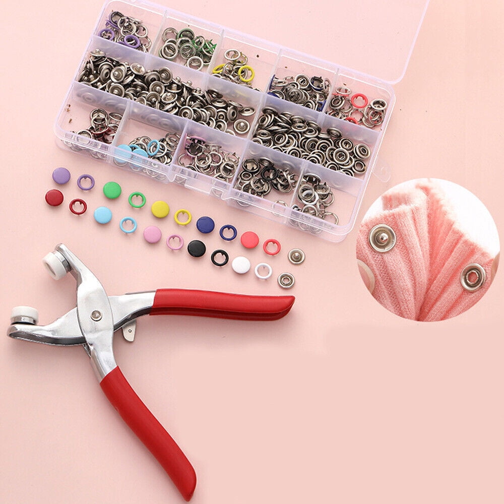 Metal Press Studs Snap Button Fastener + Plier Tool Kit Clothing DIY ...