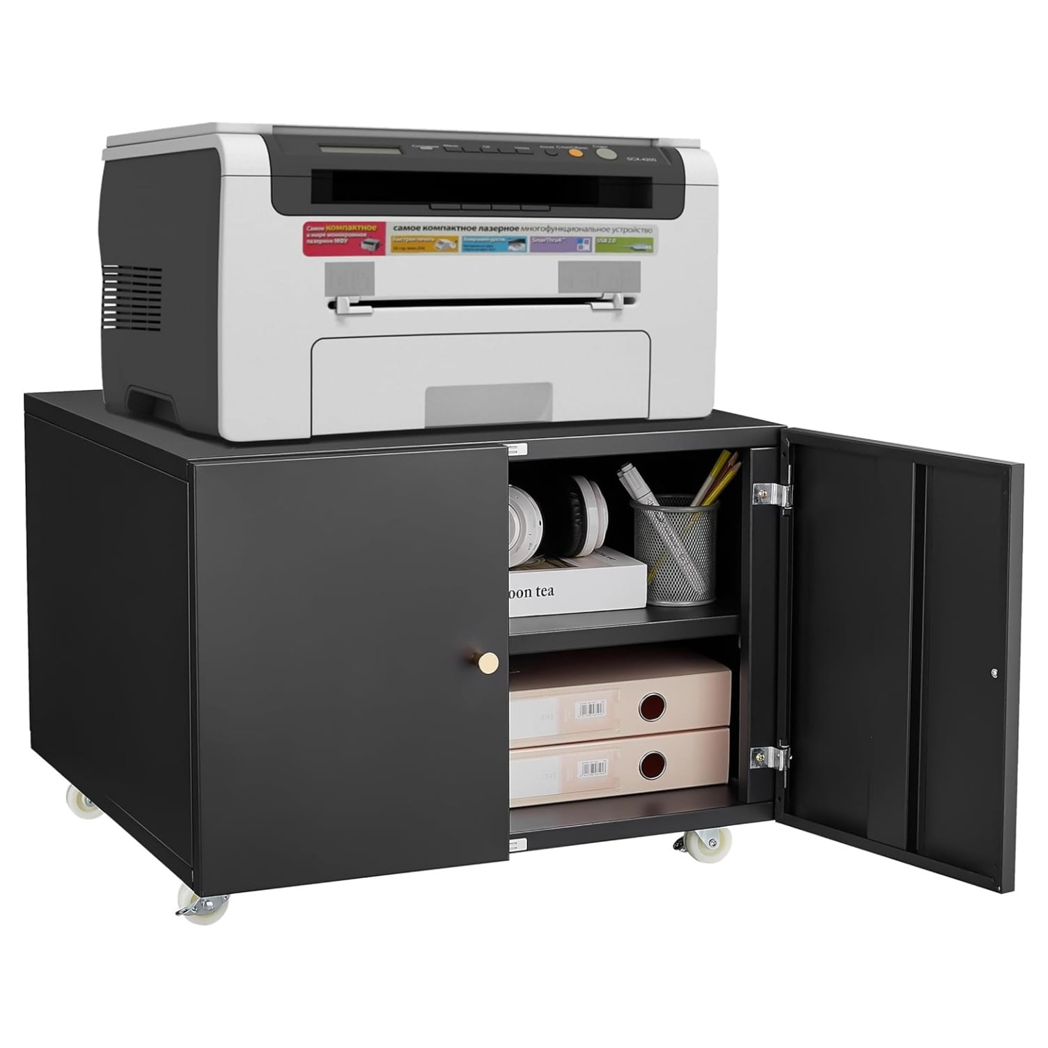 Metal Printer Stand with File Storage Cabinet, Printer Cabinet File ...