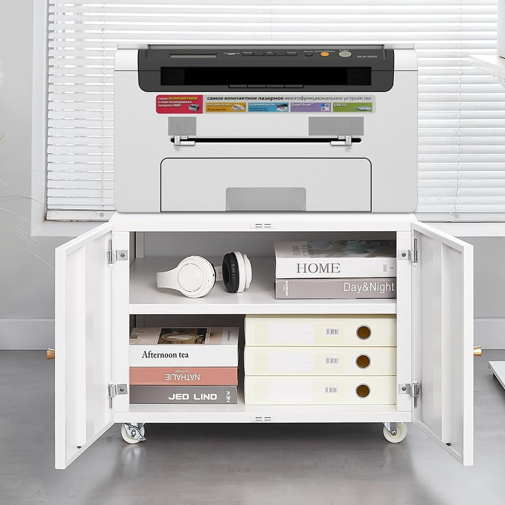 Metal Printer Stand with File Storage Cabinet, Printer Cabinet File ...