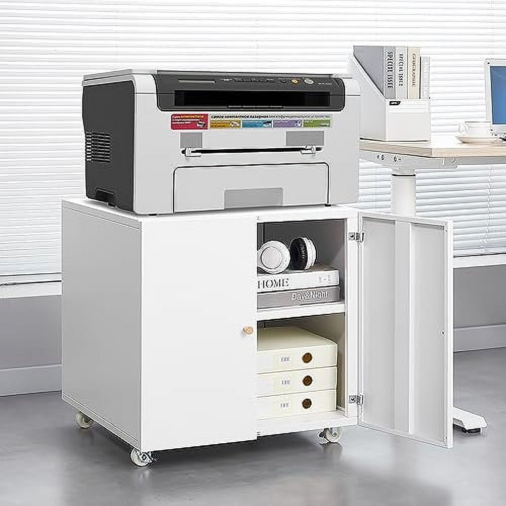 Metal Printer Stand with Storage, 23.62'' Mobile Printer Table for ...