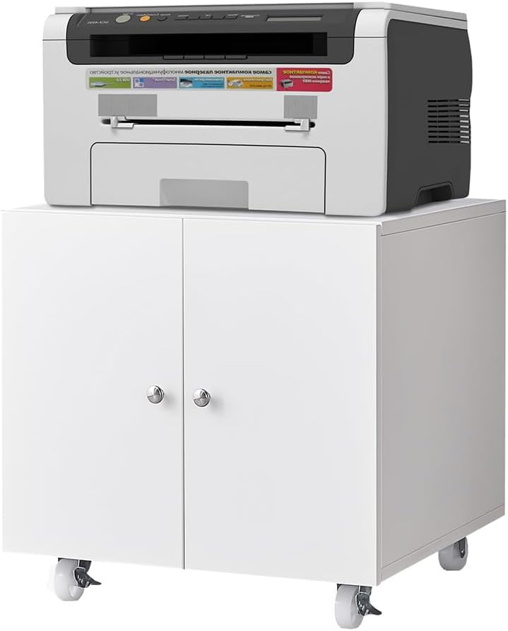 Metal Printer Stand with Storage, Mobile Printer Table with Wheels ...