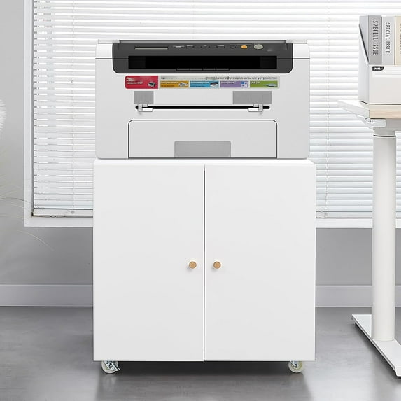 Metal Printer Stand with Storage, Heavy Duty Rolling Printer Cart with ...
