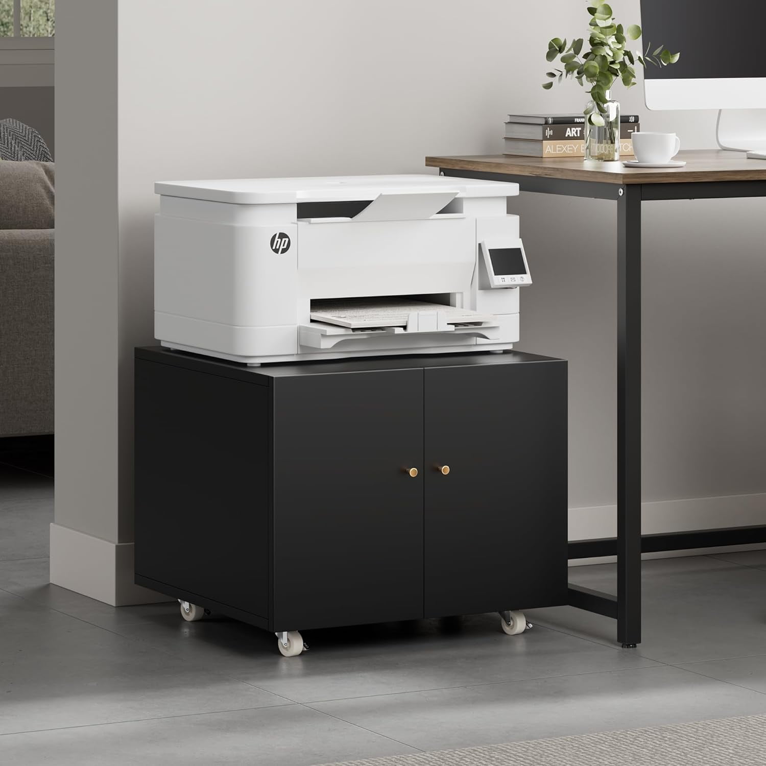 Metal Printer Stand with Storage Mobile Printer Tables for Small Spaces ...