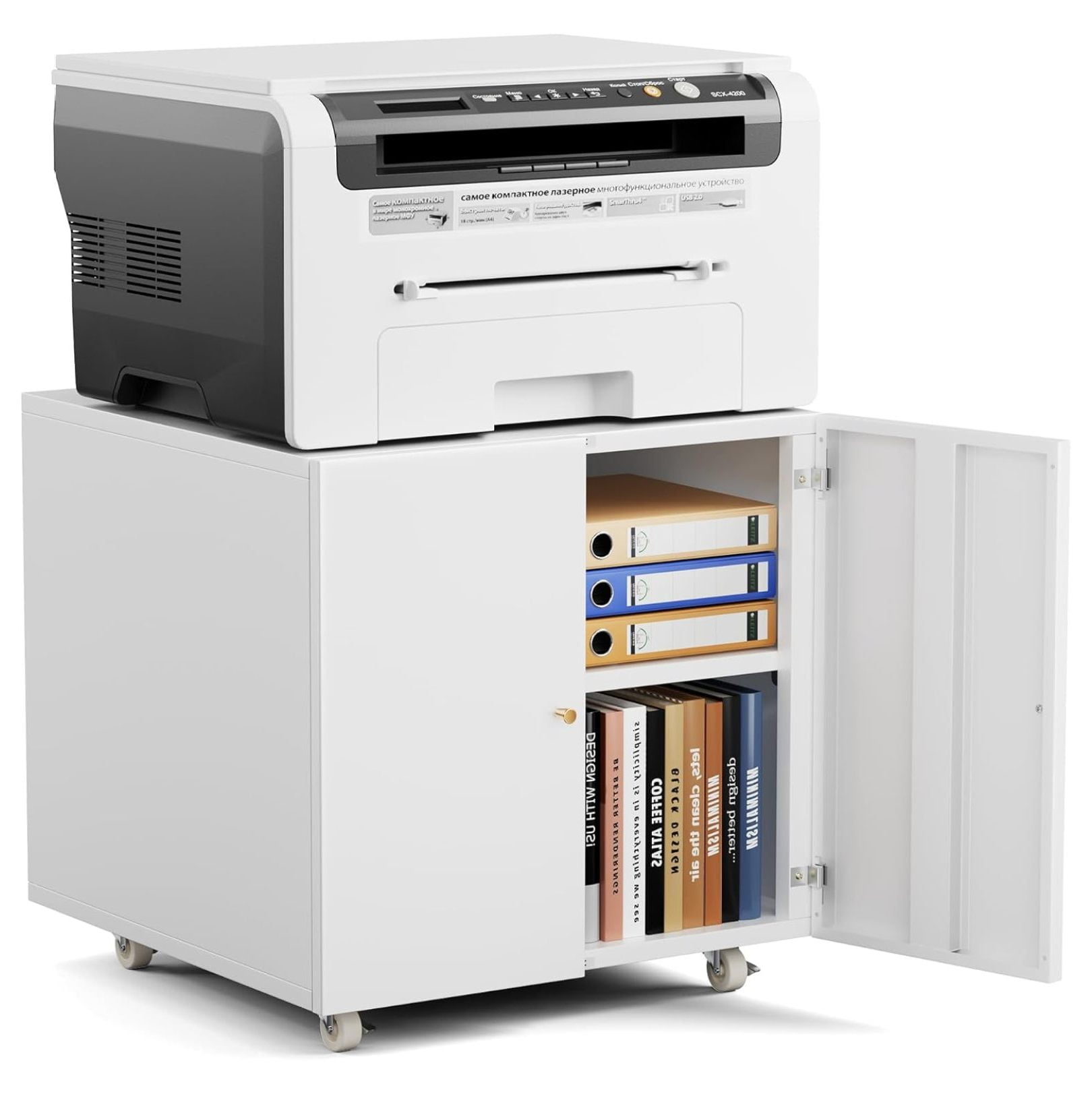 Metal Printer Stand with Storage Mobile Printer Tables for Small Spaces ...