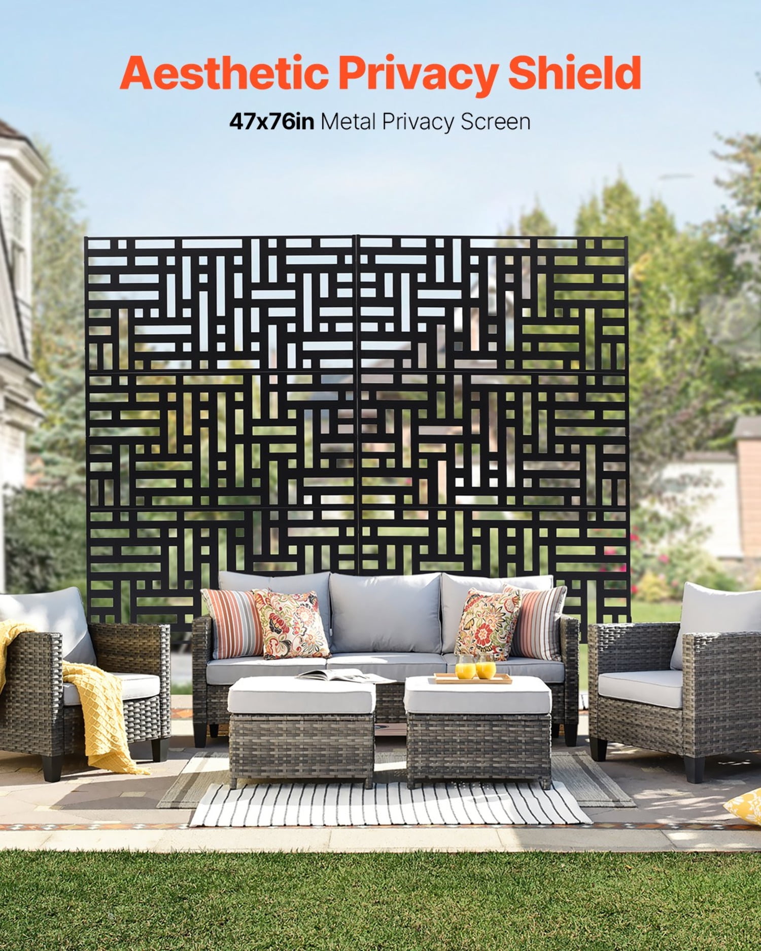 Metal Privacy Screen 47" x 76" Outdoor Privacy Screens Panels for Patio ...