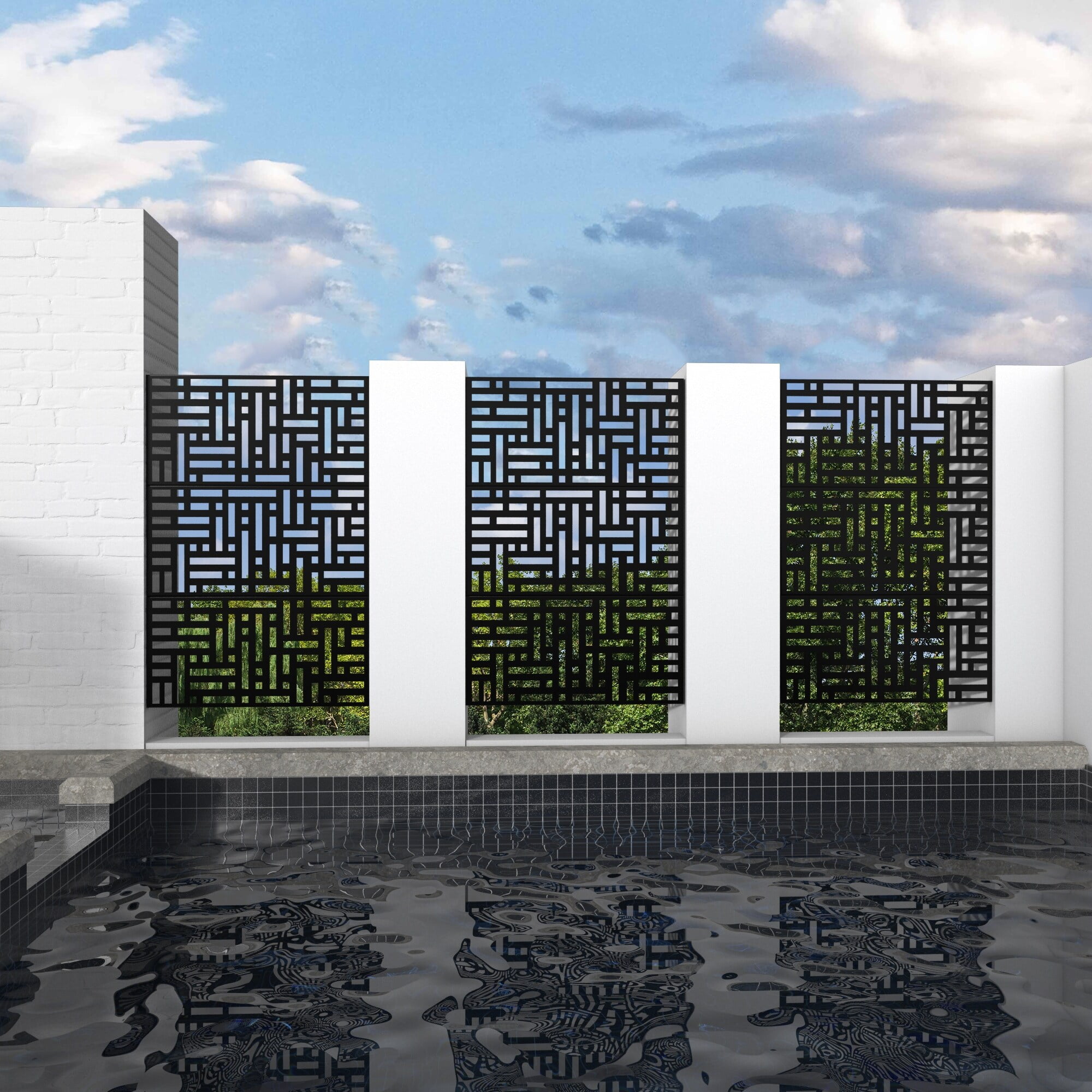 Metal Privacy Screen Free Standing Street - 76x47 Black - Walmart.com