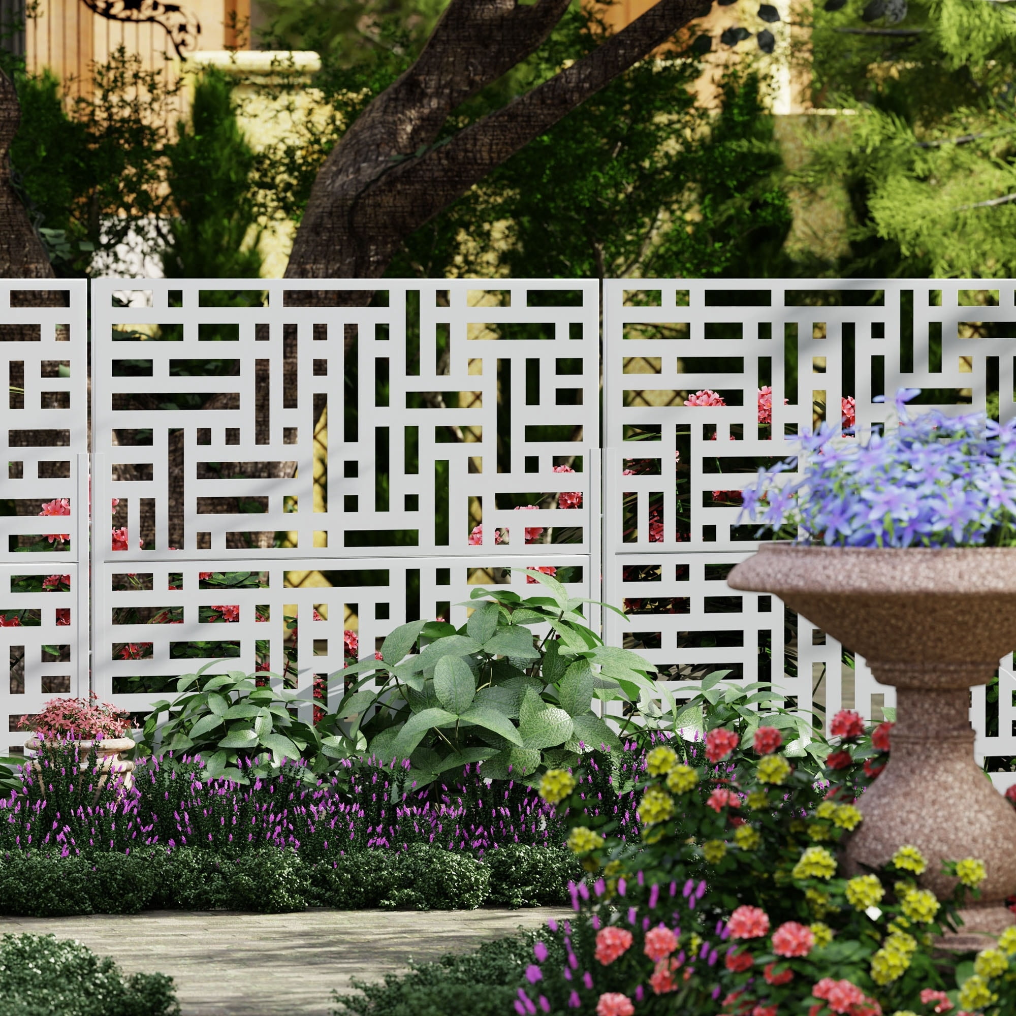Metal Privacy Screen Free Standing Street - 72*47 White - Walmart.com