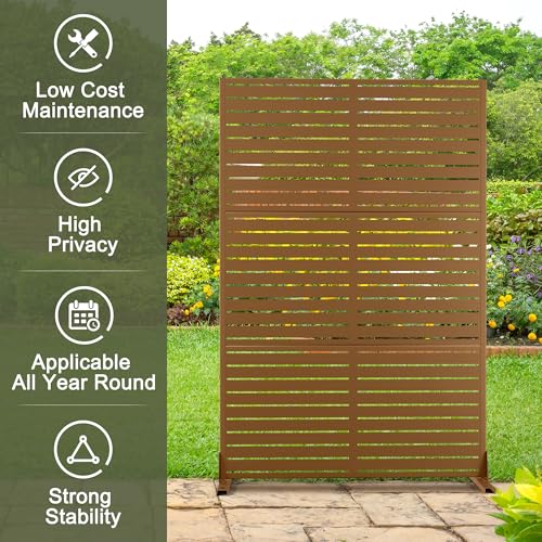 Metal Privacy Screen Outdoor Privacy Screen 72" H×47" W, Freestanding ...