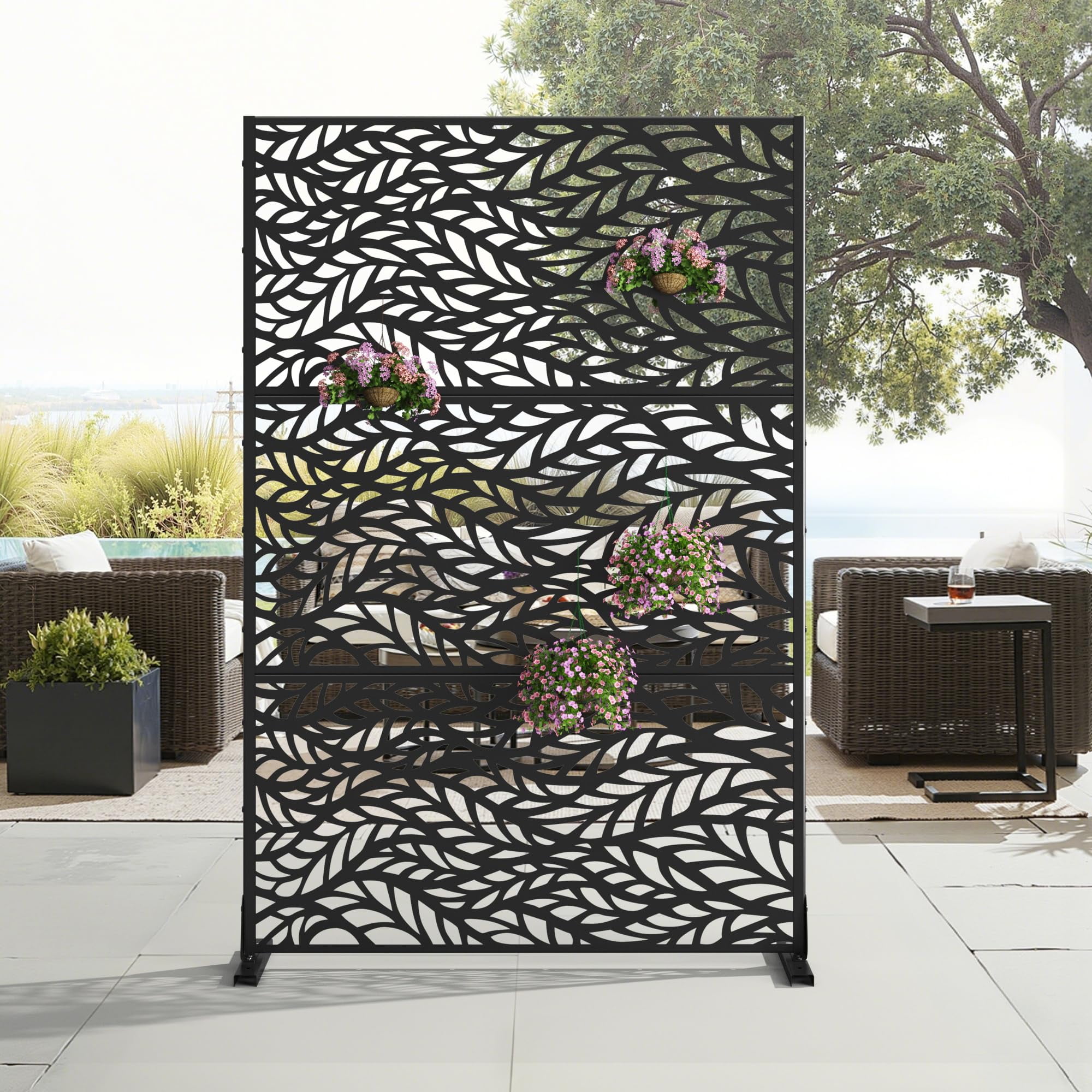 Metal Privacy Screen Outdoor Privacy Screen Freestanding, Outdoor ...