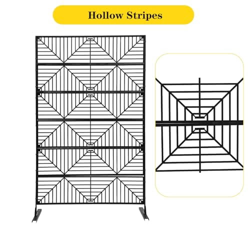 Metal Privacy Screen with Stand, 5.94FT H×3.72FT W Outdoor Freestanding ...