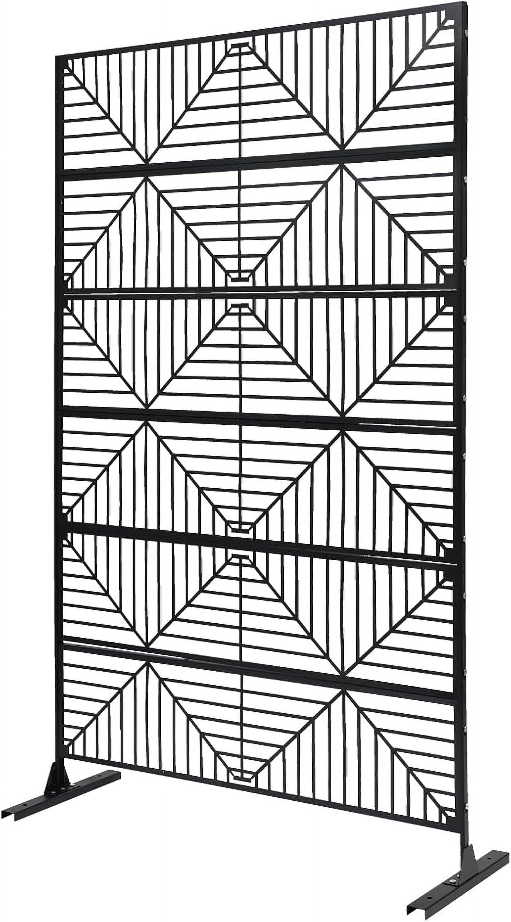 Metal Privacy Screen with Stand, 5.94FT H×3.72FT W Outdoor Freestanding ...