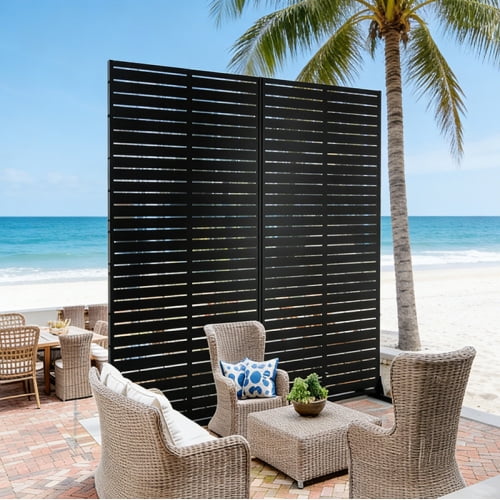 Metal Privacy Screen with Stand 72" x 44",Privacy Panels Outdoor ...