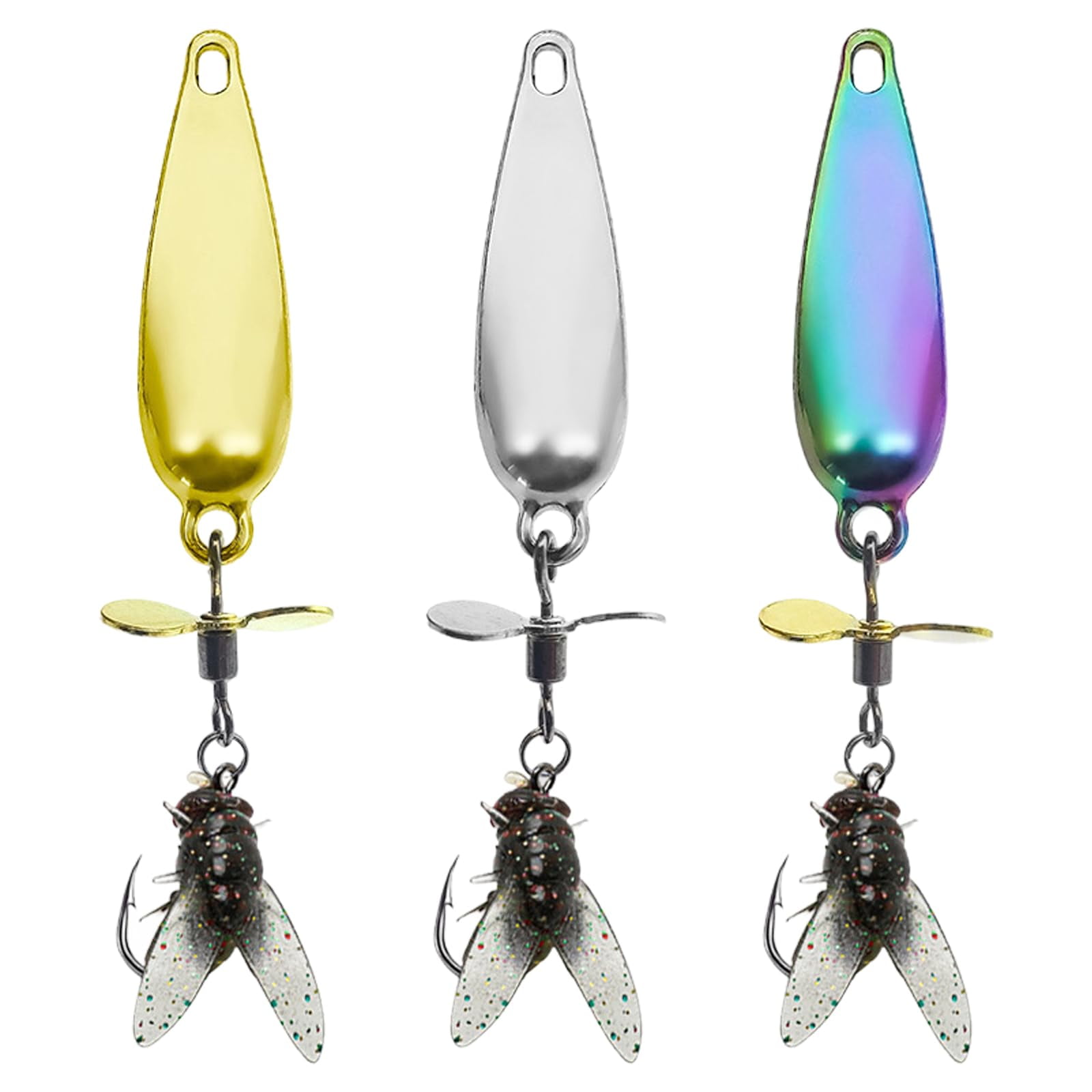 Metal Propeller Fishing Lure for Catching Fish, Realistic Fly-Shaped ...