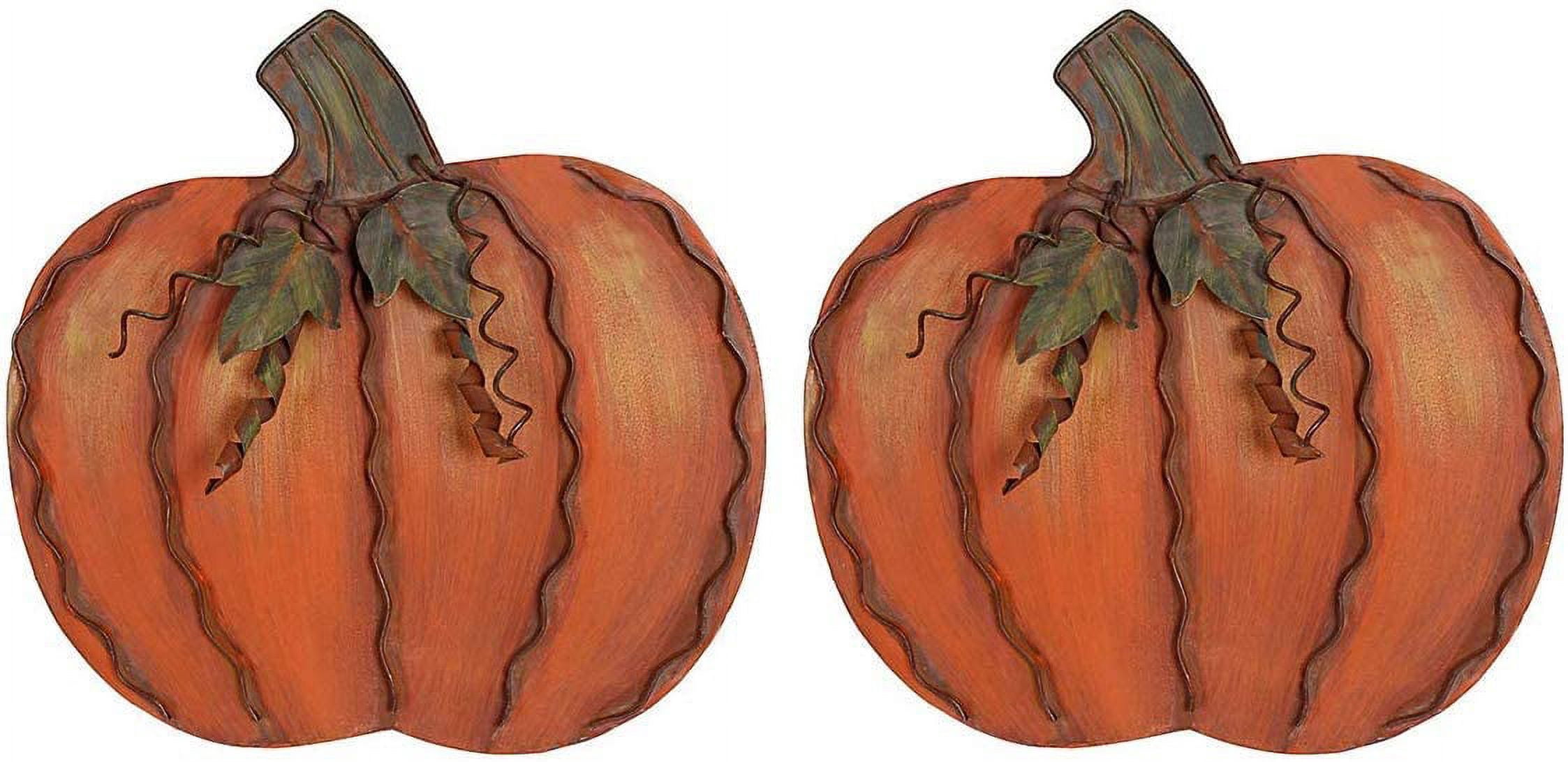 Metal Pumpkin Decoration,Set of 2,Free Standing Metal Flat Pumpkins for ...