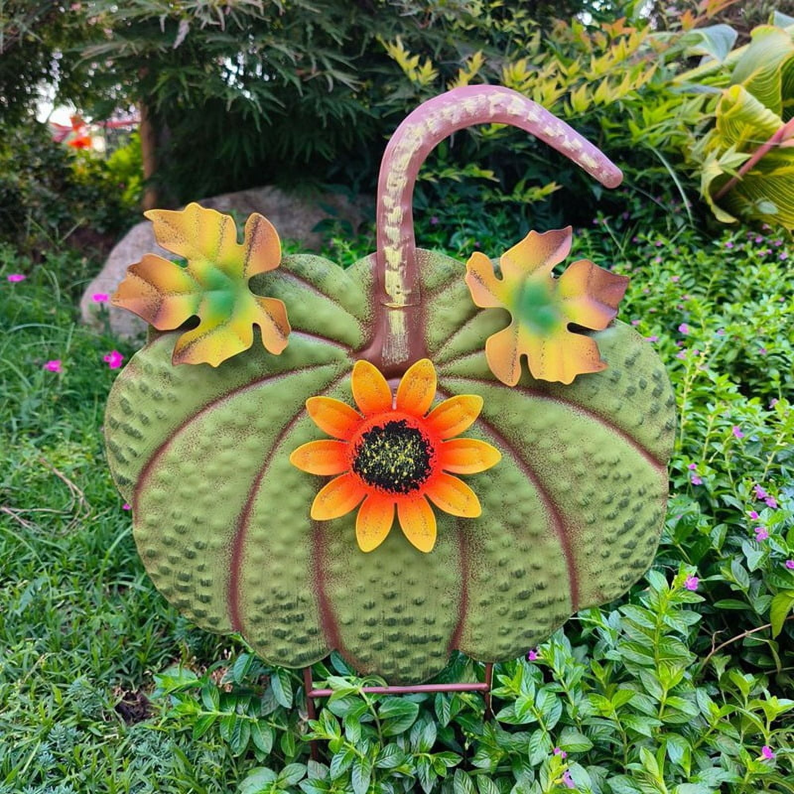 Metal Pumpkin Garden Stake Fall Decor Decorative Rustic Pumpkin Yard ...