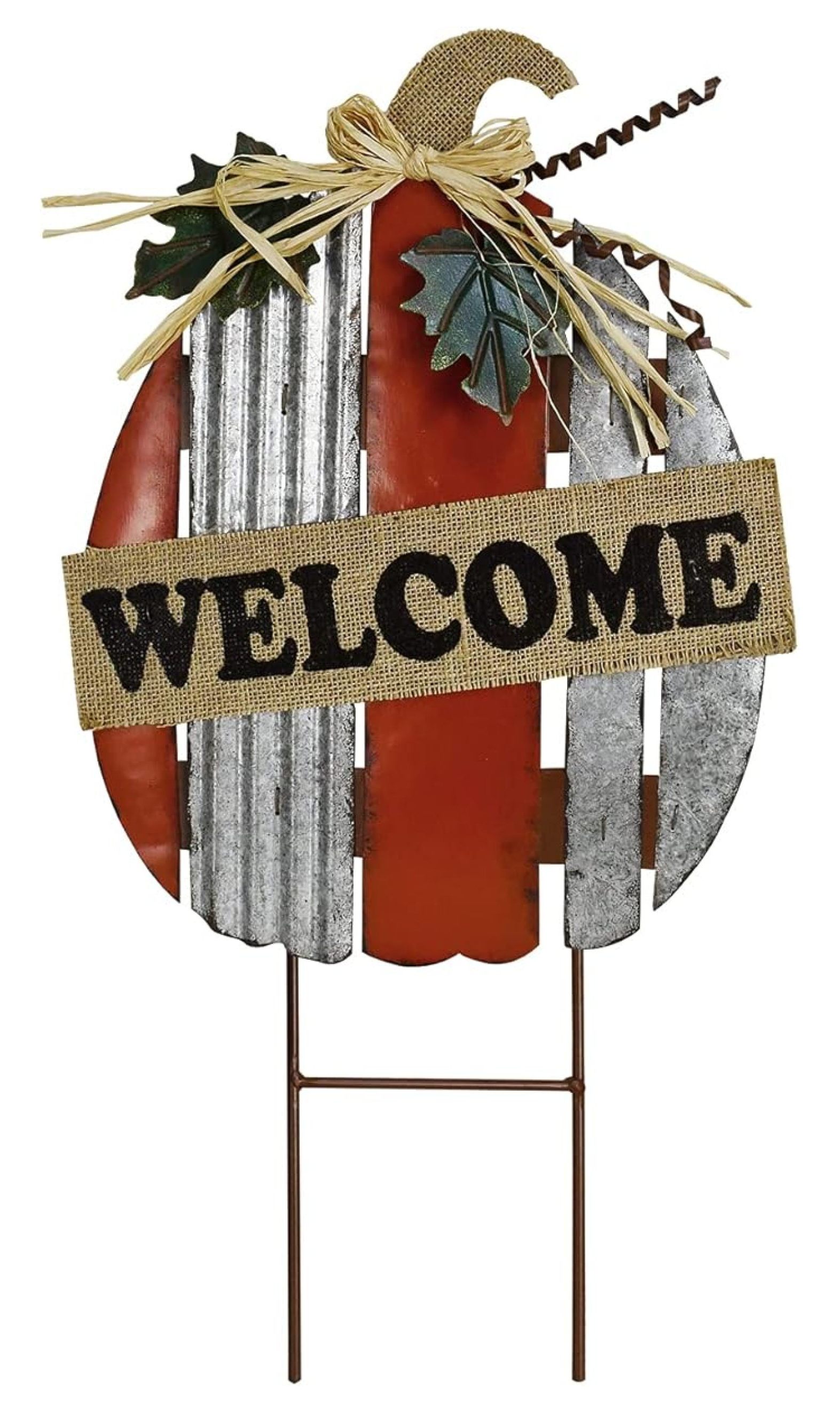 Metal Pumpkin Garden Stake - Fall Yard Decor for Thanksgiving - 24.2 ...