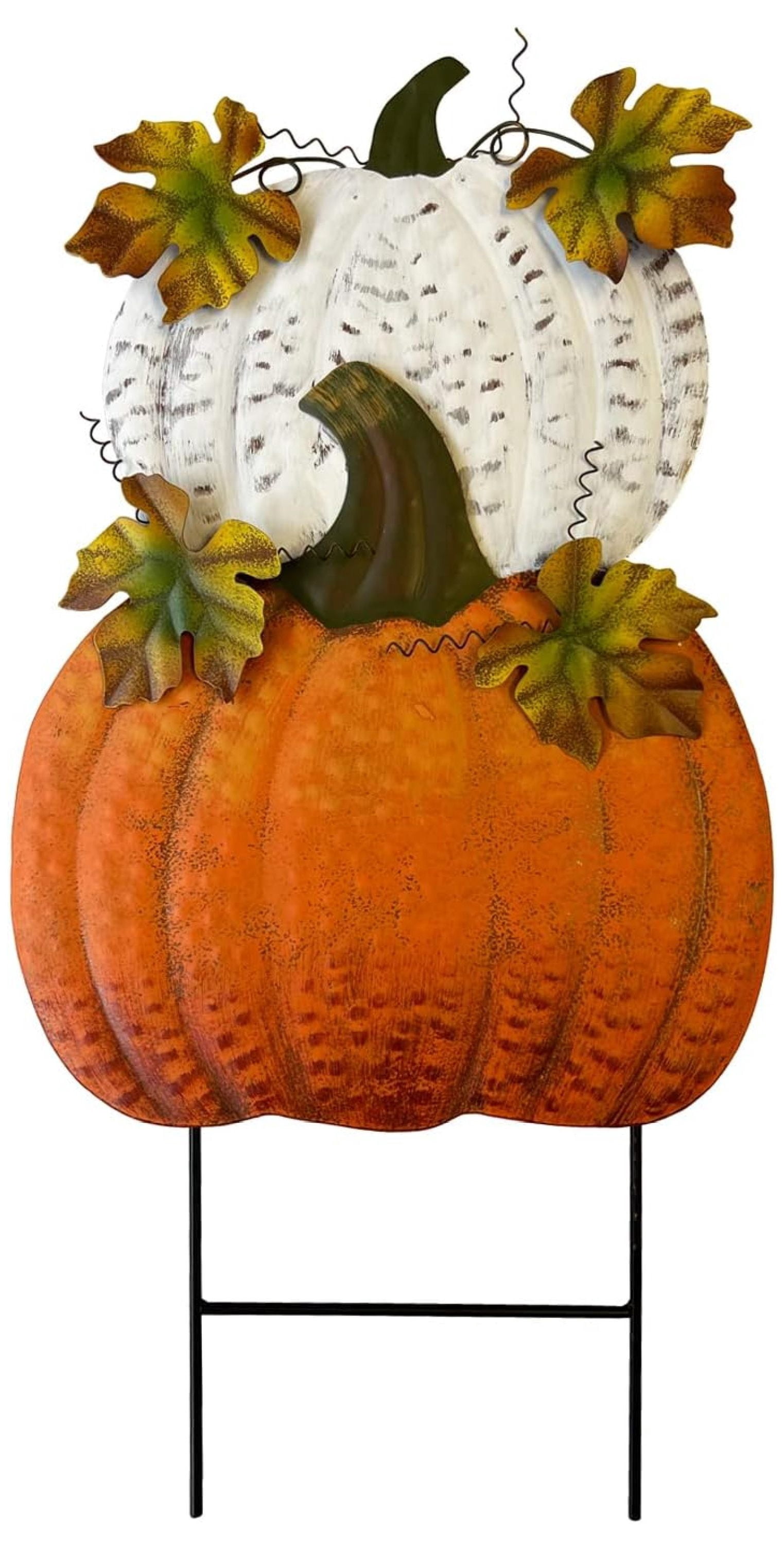 Metal Pumpkin Yard Stakes