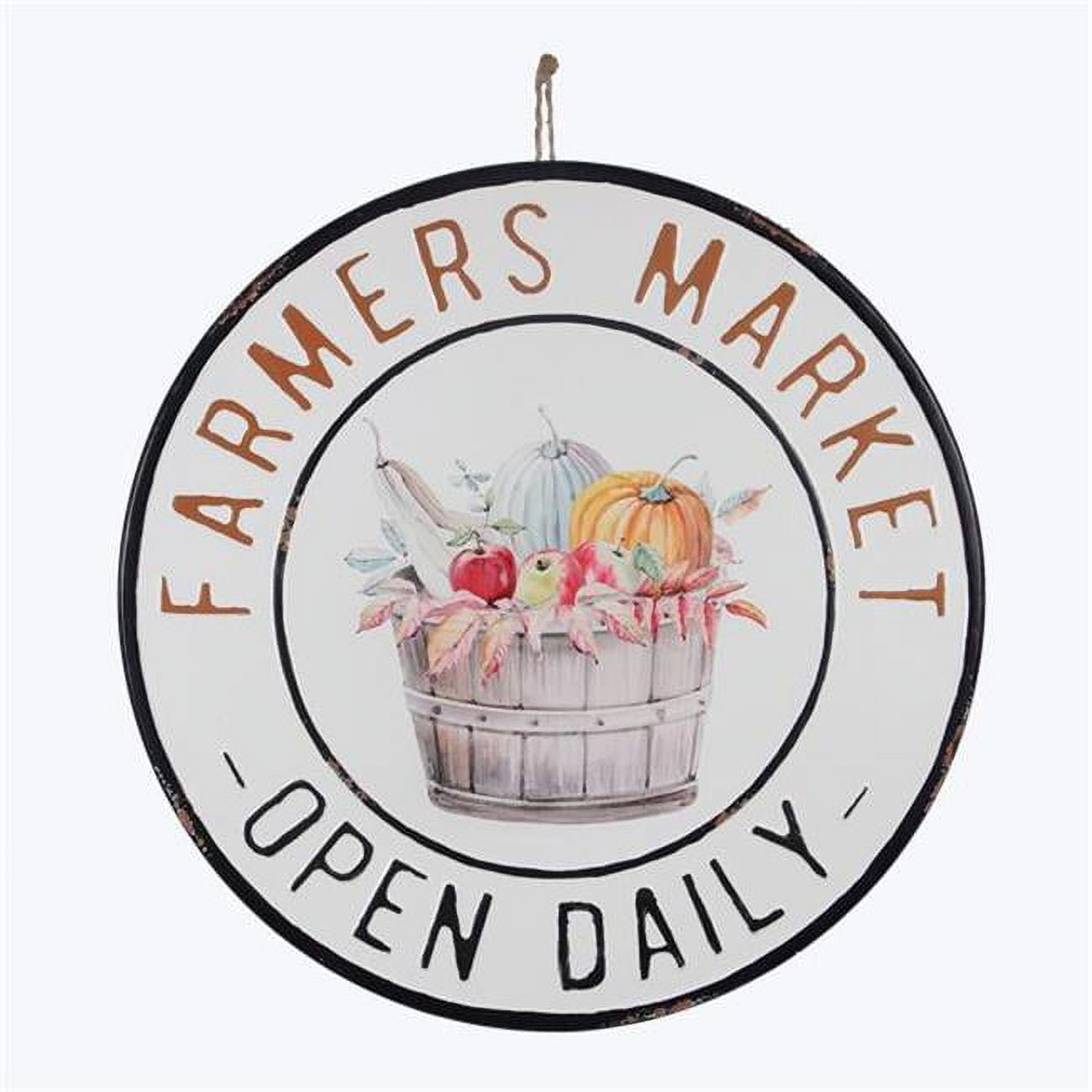 Metal Punched Tin Round Farmers Market Wall Sign - Walmart.com