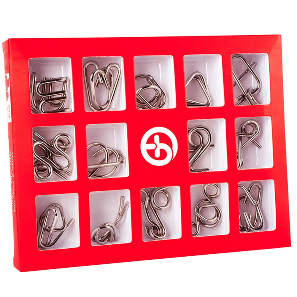 15 Pcs IQ Metal Puzzle, Interlocking Brain Teaser Magic Wire Game Toys ...