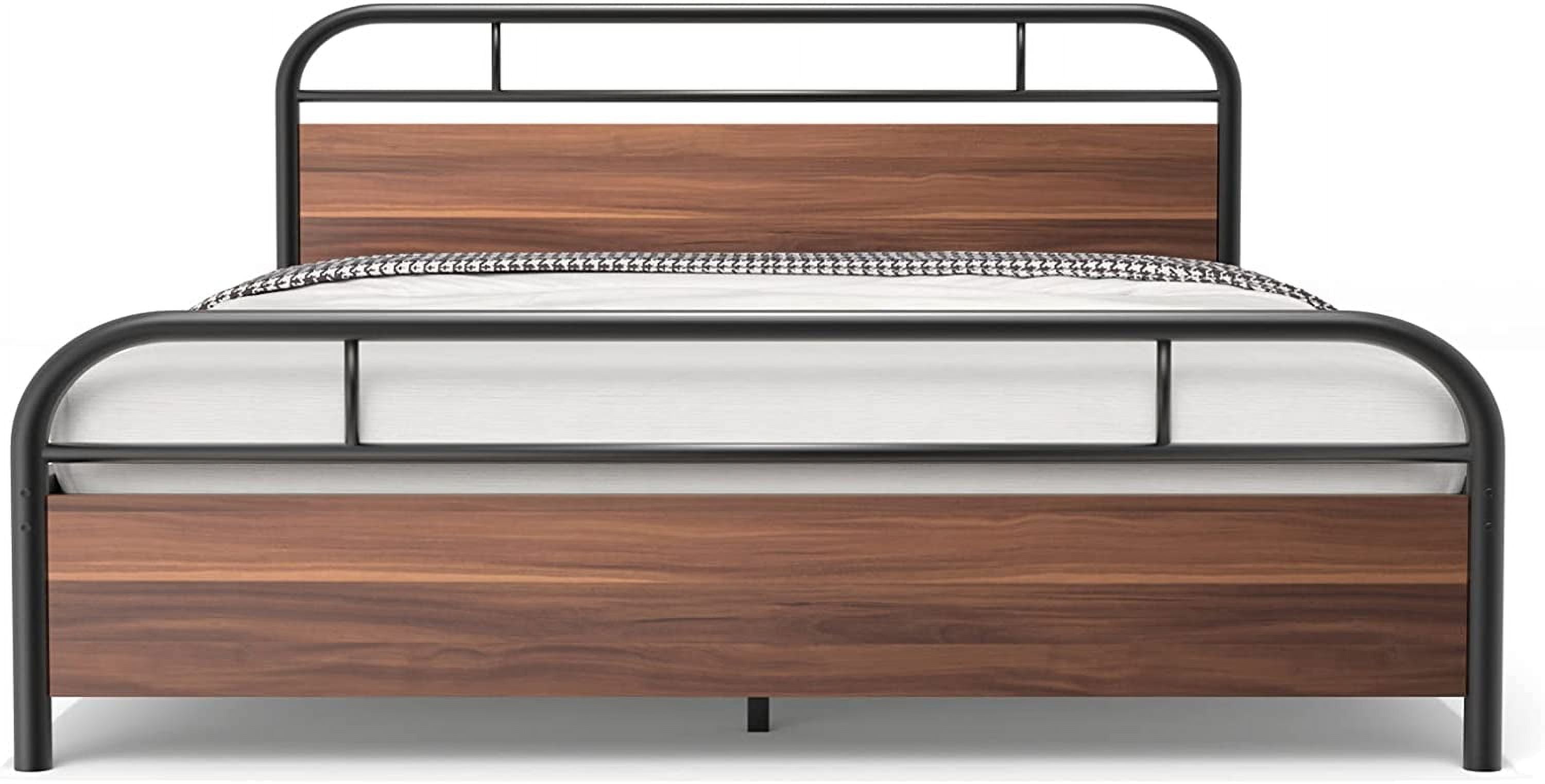 Metal Queen Size Bed Frame Steady Platform with Engineered Wooden ...