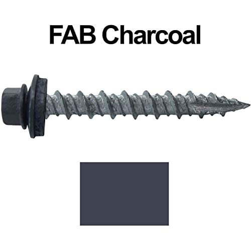 Metal ROOFING SCREWS: (1000) 10 x 1-1/2" Fab Charcoal Hex Head Sheet ...