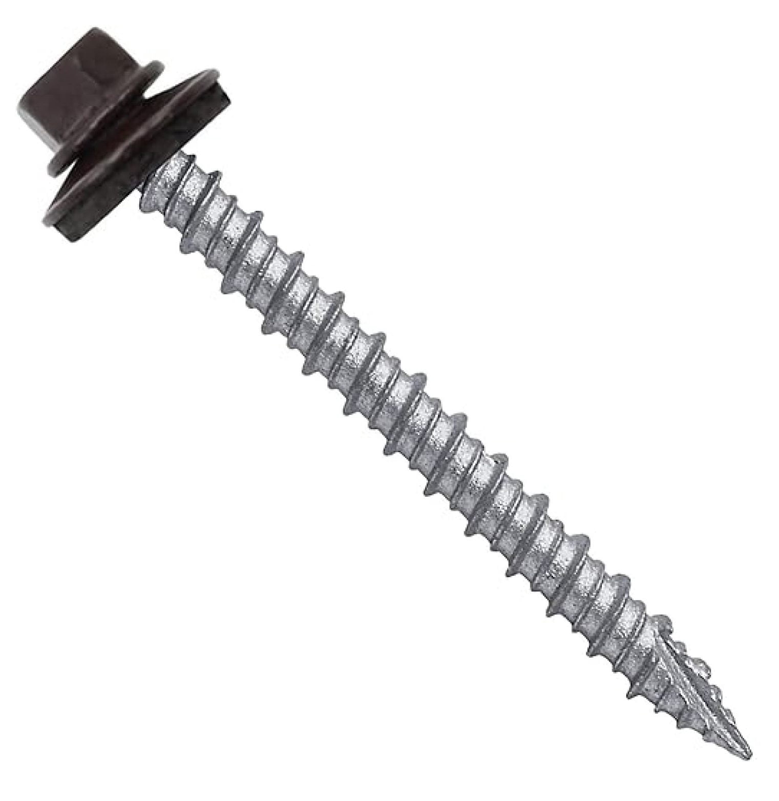 Metal ROOFING SCREWS: (750) 10 x 2" DARK BROWN Hex Head Sheet Metal ...