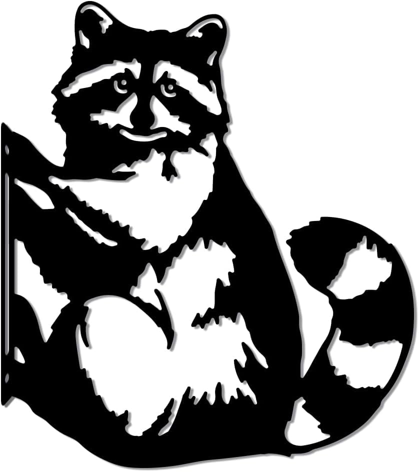 Metal Raccoon Garden Fence Decor Raccoon Silhouette Decorative ...