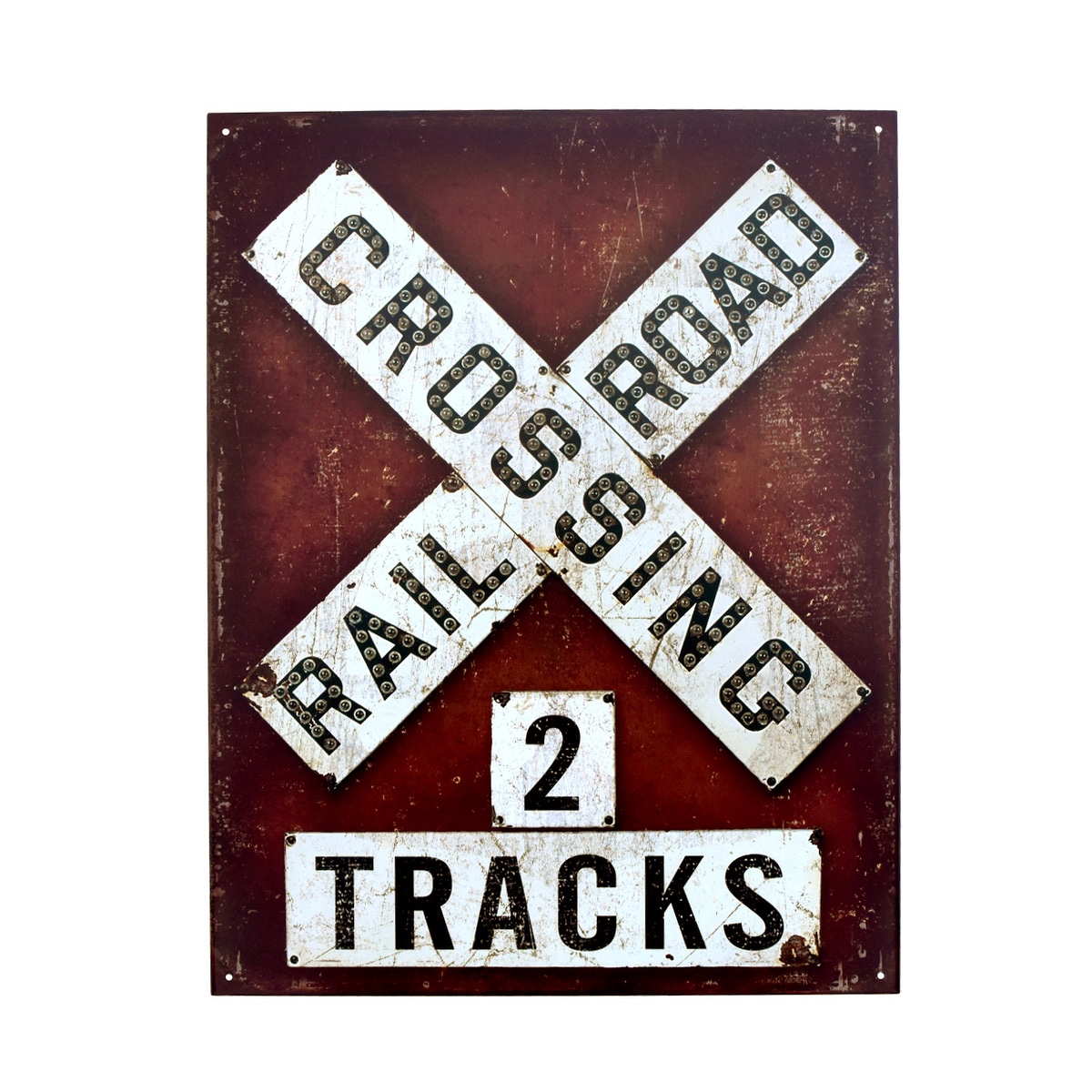 Metal Railroad Crossing 2 Tracks RR Train Sign XING Crossbuck Rustic ...