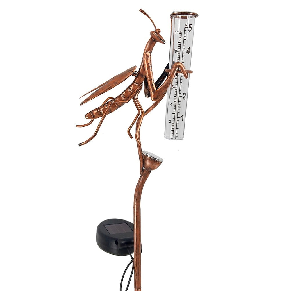 Metal Rain Gauge with Solar Power Night Lighting for Accurate Rainfall ...