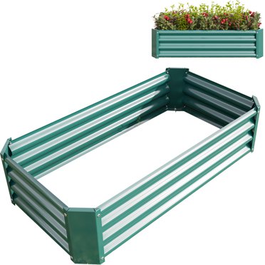 AmeriHome Large Outdoor Raised Galvanized Metal Elevated Garden Planter ...