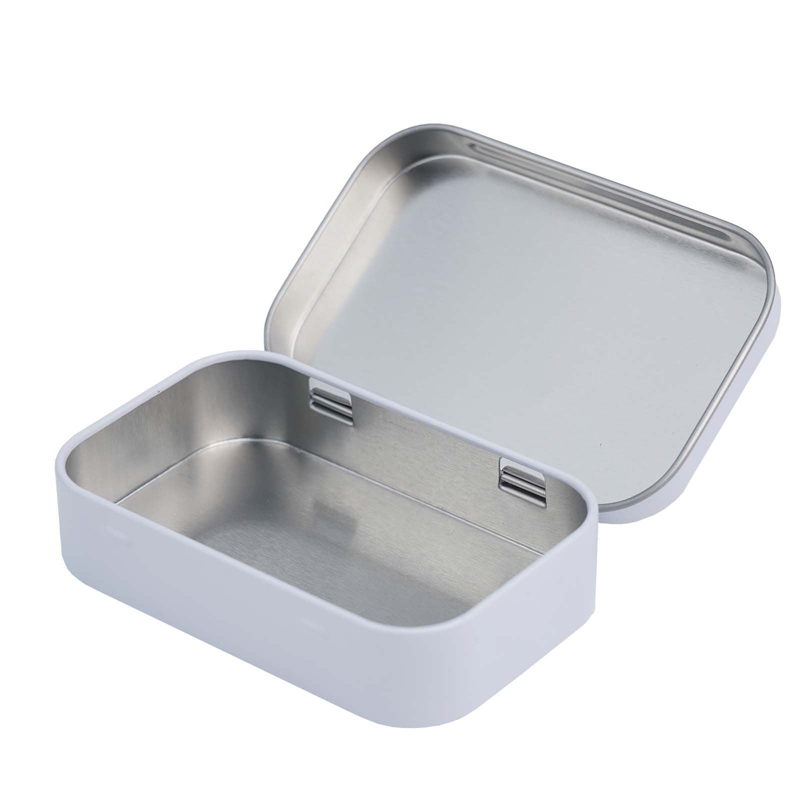 Metal Rectangular Mini Empty Tin Box Tinplate Bin Jar Flip Hinged ...