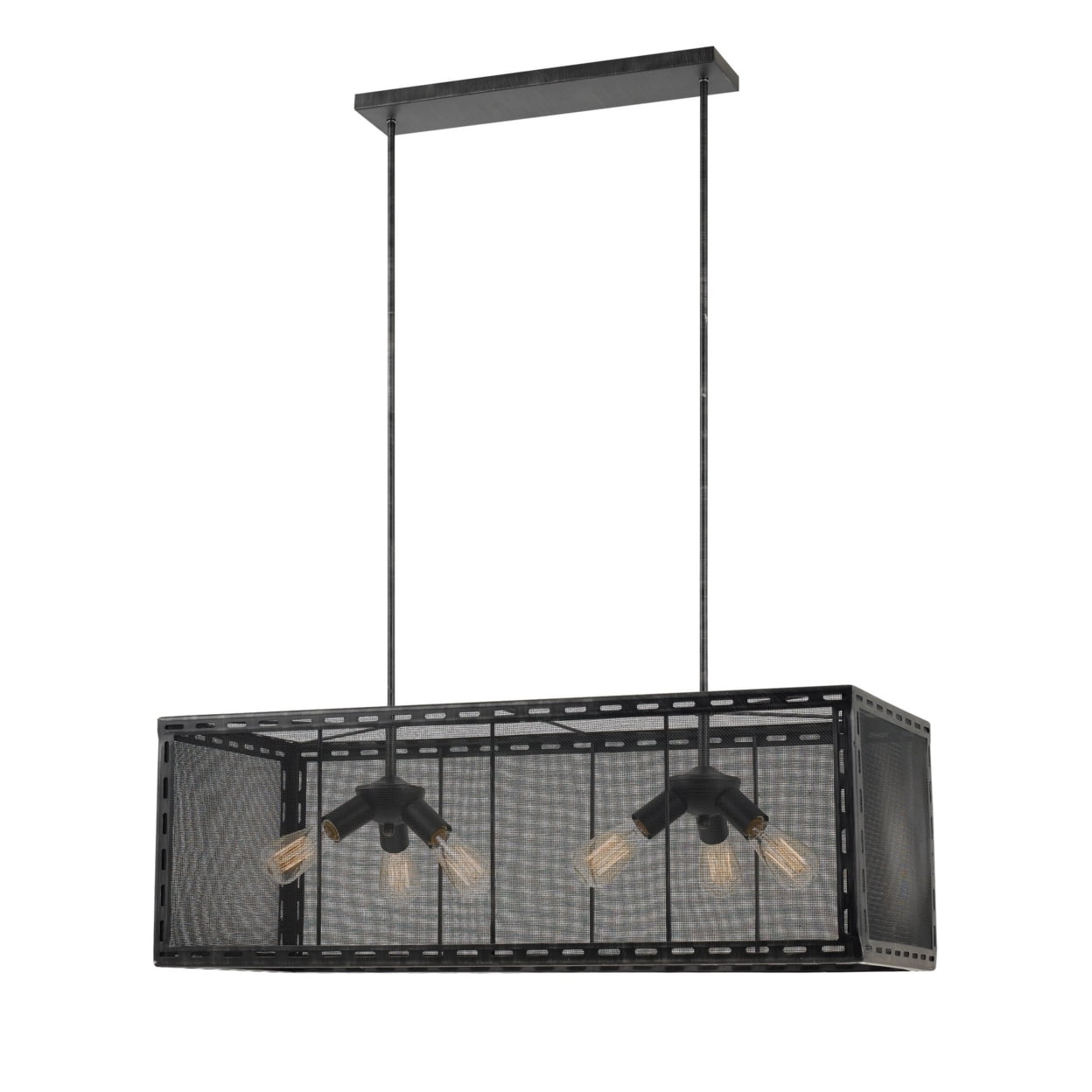 Metal Rectangular Open Frame Chandelier with Mesh Design, Black ...