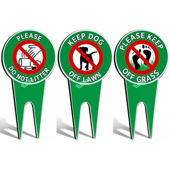Metal Reflective Keep Off Grass Sign - No Littering & Dogs - 6 x 12 ...