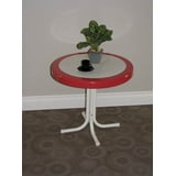 Metal Retro Round Table Red Coral and White - Walmart.com