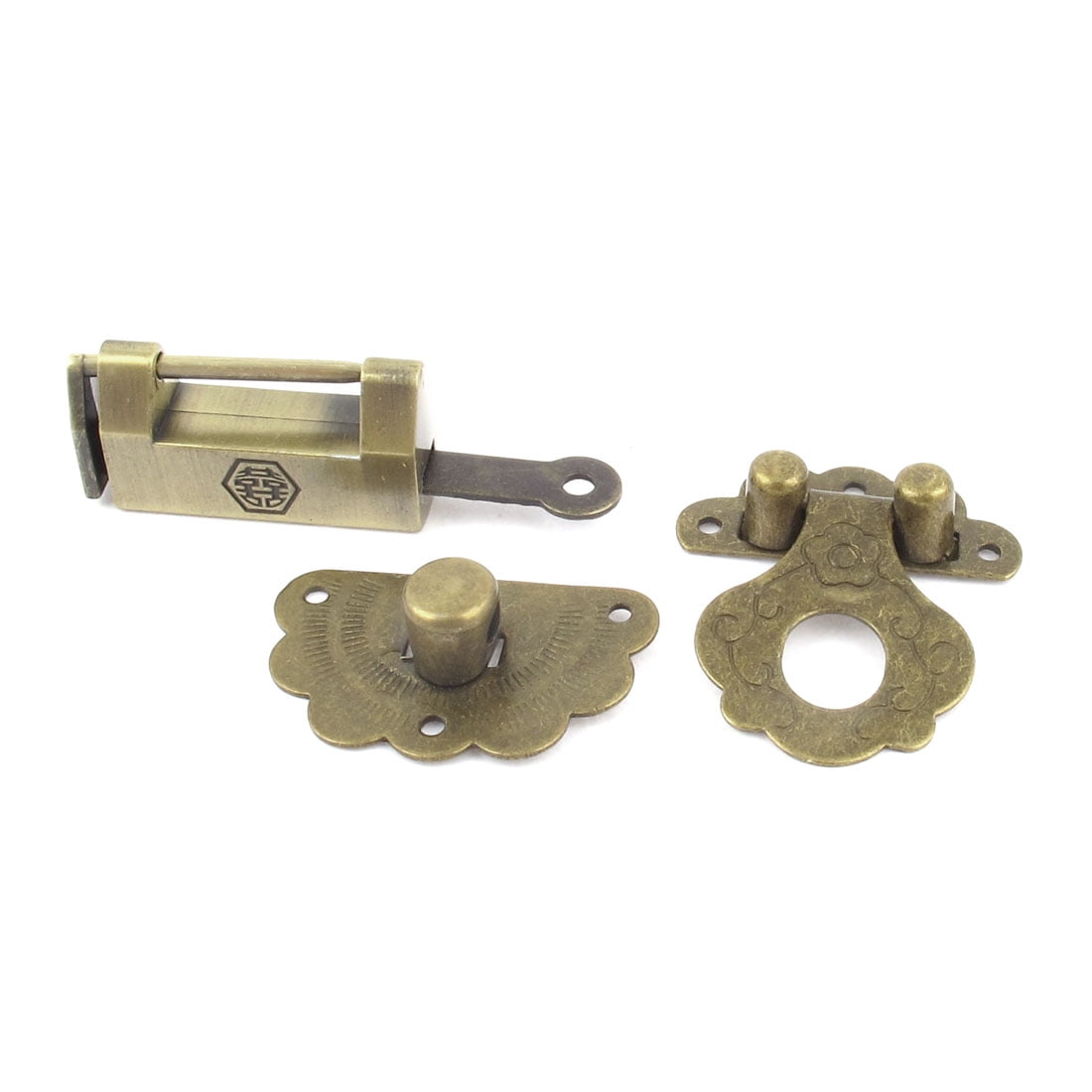Metal Retro Style Chinese Trunk Padlock Lock Key Toggle Latch Clasp Set ...