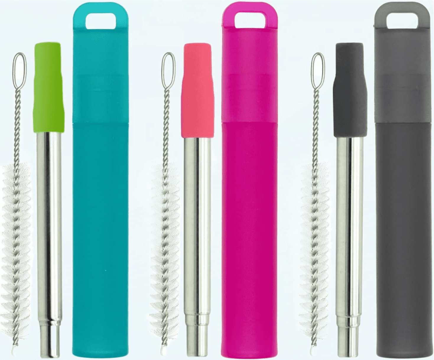 Metal Reusable Straws, 3 Pack Collapsible Portable Stainless Steel ...