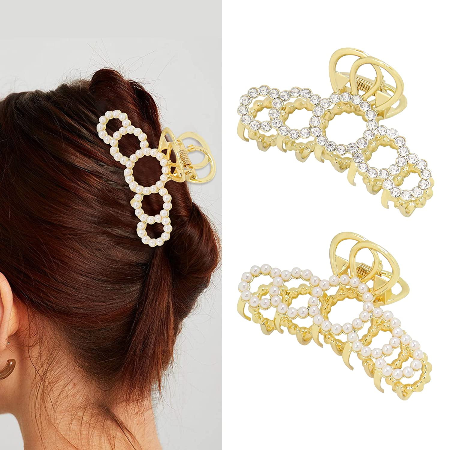 Metal Rhinestone Hair Claw Clips for Women, Southwit 3.2 Inch Large ...