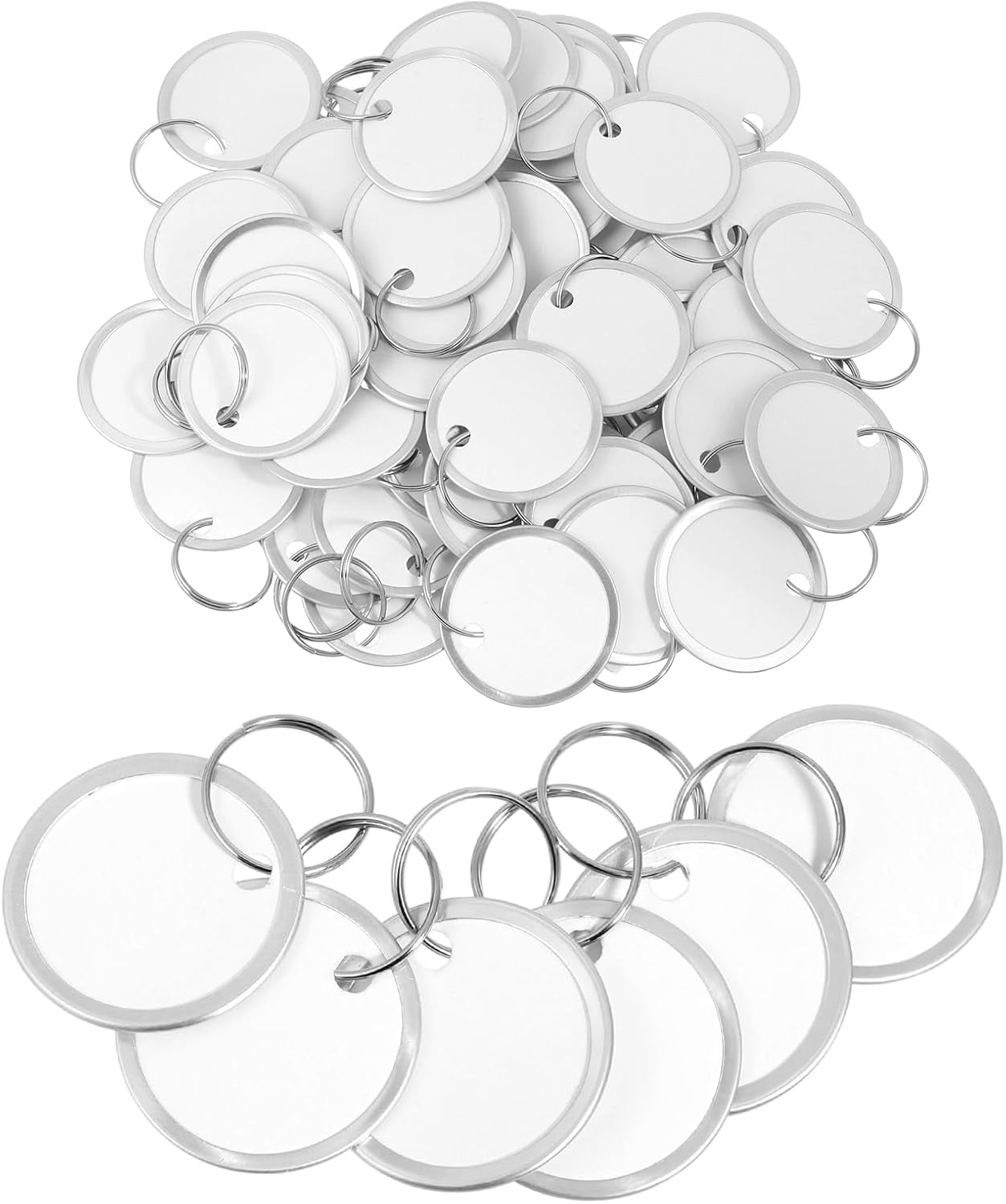 Metal Rim Key Tags Round Blank Paper Tag Writable White Paper Labels ...