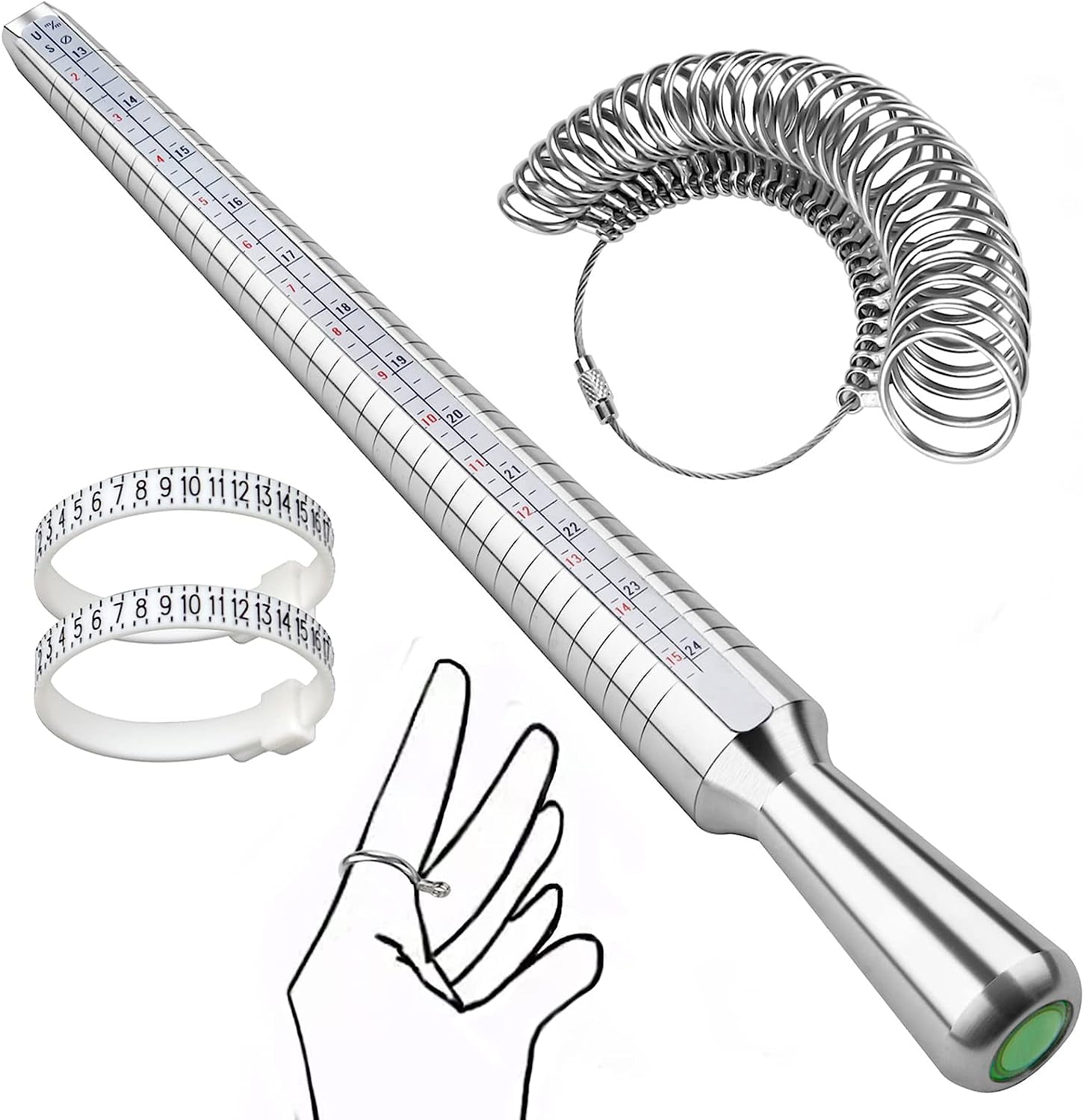 Metal Ring Sizer Measuring Tool Set, US Ring Mandrel for Ring Making ... Metal Ring Sizer Measuring Tool Set, US Ring Mandrel for Ring Making ...