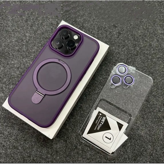 Metal Ring Stand Matte Magnetic Case for Magsafe for iPhone 15 14 13 12 ...