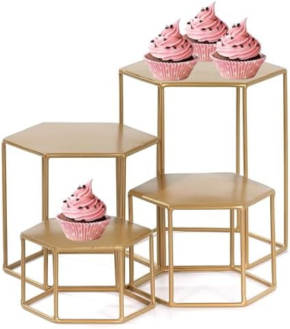 Metal Risers for Display, Set of 4 Brass Square Nesting Buffet Risers ...