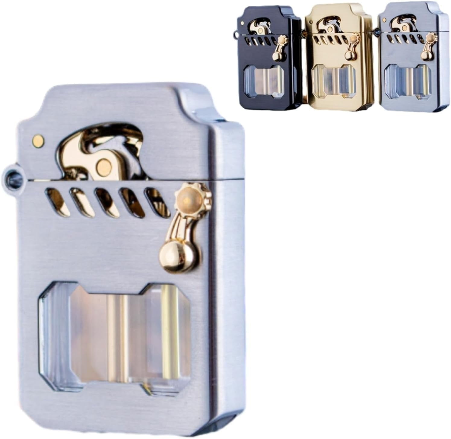 Metal Rocker Lighter, Retro Transparent Oil Tank Metal Rocker Kerosene ...